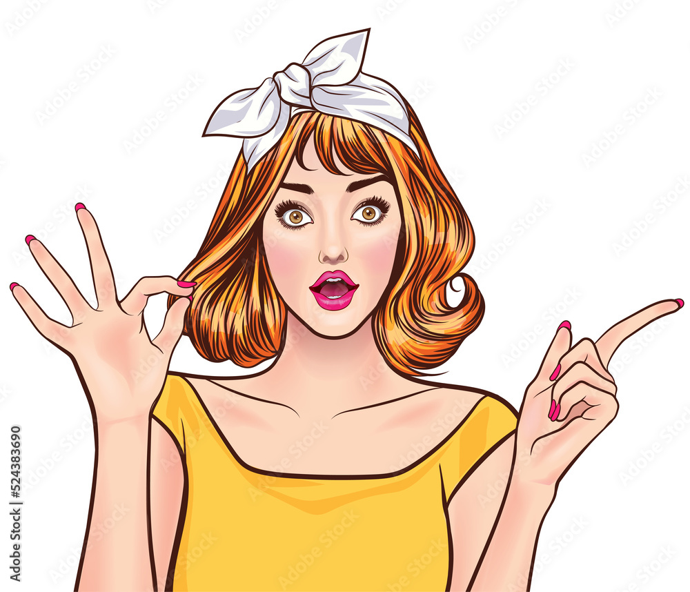 shocked and surprised face character pop art comics Stock Illustration ...