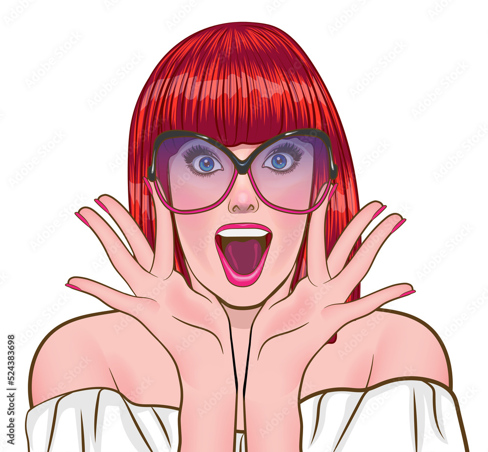 shocked and surprised face character pop art comics Stock Illustration ...