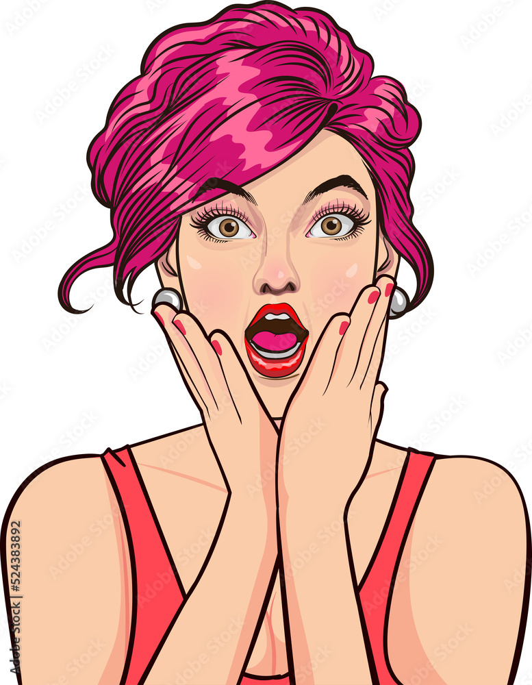 shocked and surprised face character pop art comics Stock Illustration ...
