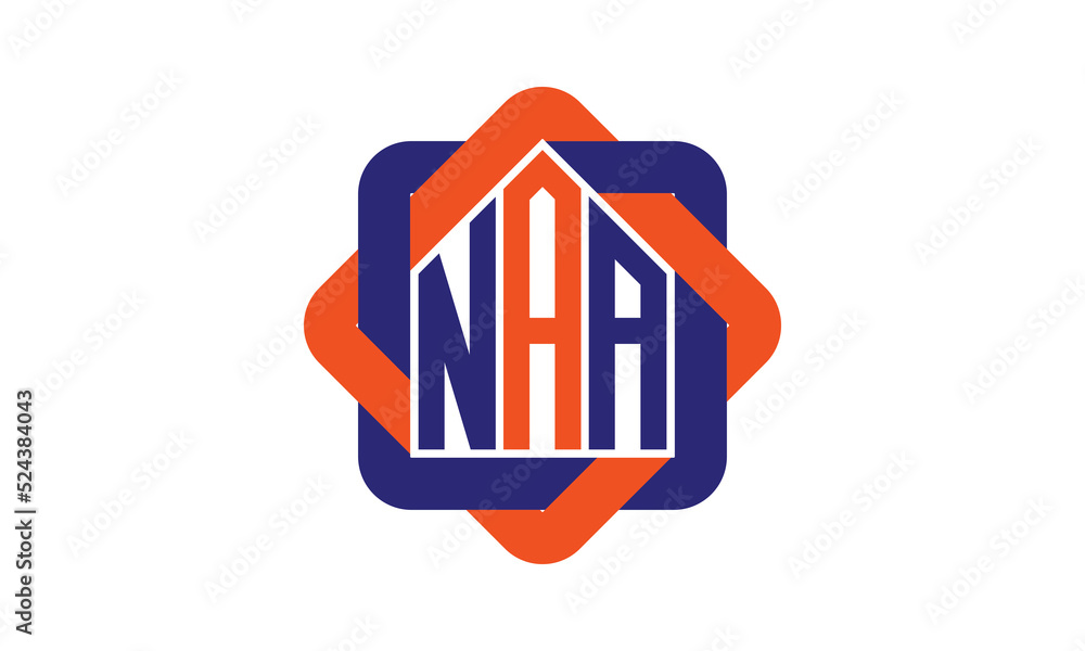 NAA three letter real estate logo with home icon logo design vector ...