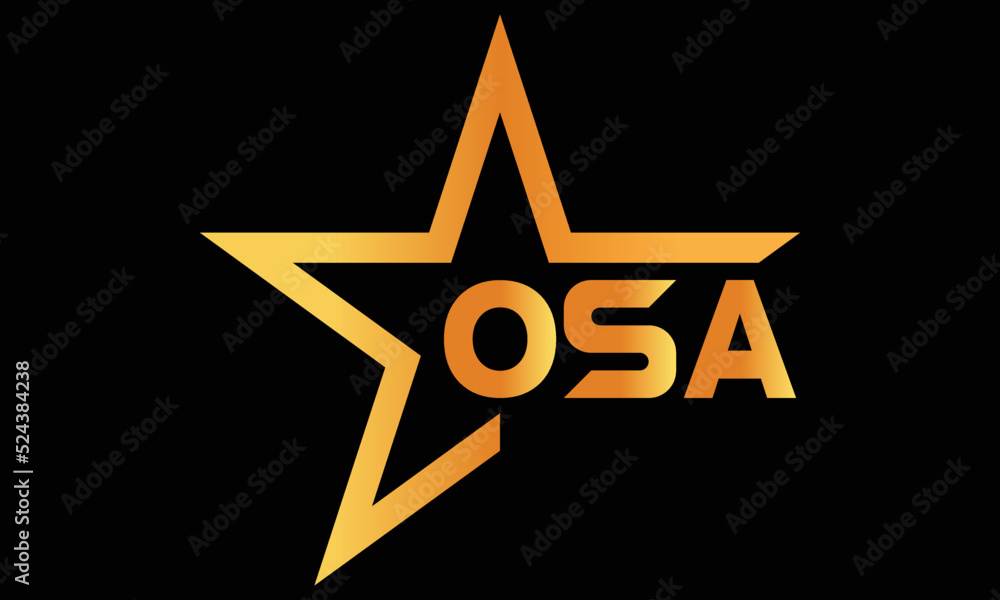OSA golden luxury star icon three letter logo design vector template ...