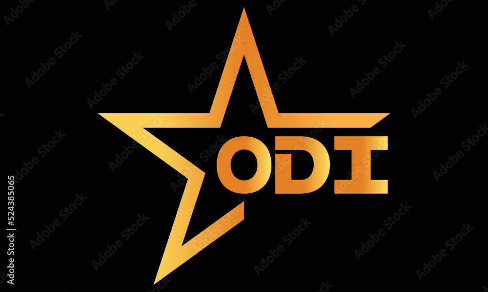 ODI golden luxury star icon three letter logo design vector template ...