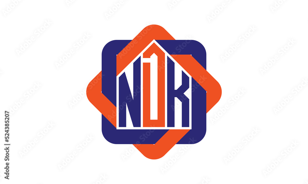 NDK three letter real estate logo with home icon logo design vector ...
