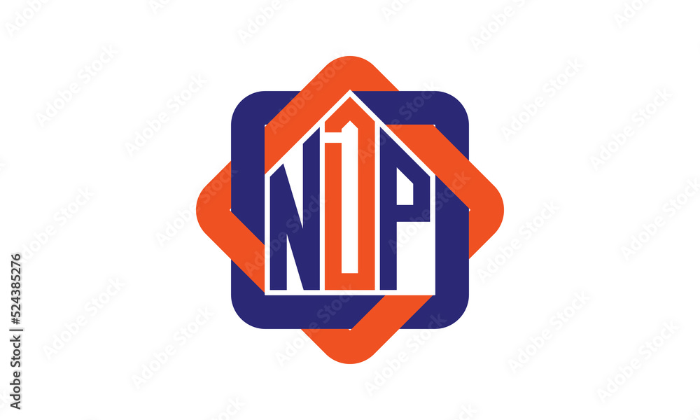 NDP three letter real estate logo with home icon logo design vector ...
