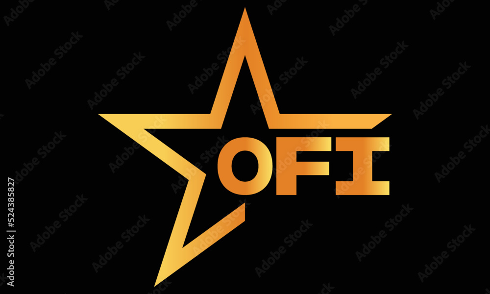 OFI golden luxury star icon three letter logo design vector template ...