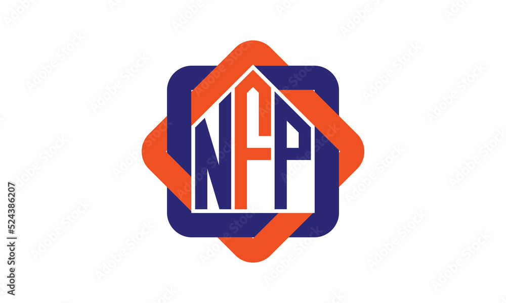 NFP three letter real estate logo with home icon logo design vector ...