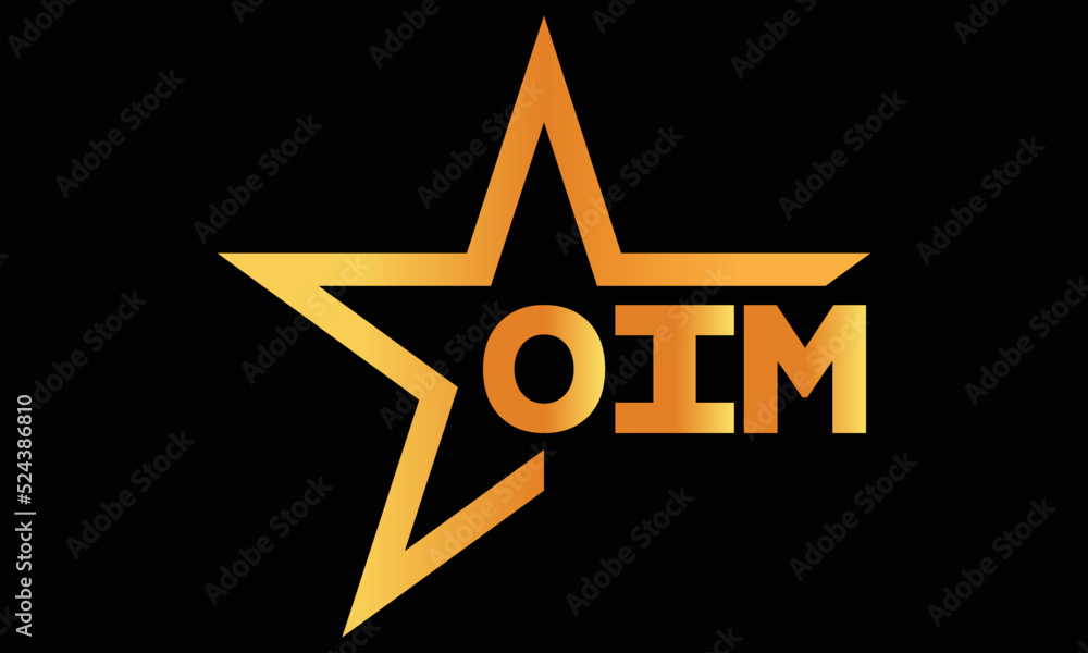 OIM golden luxury star icon three letter logo design vector template ...
