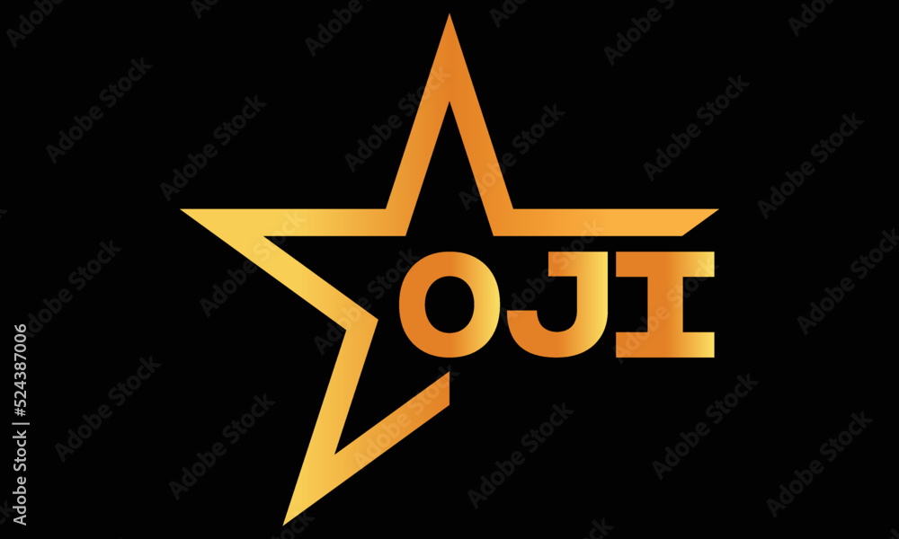 OJI golden luxury star icon three letter logo design vector template ...