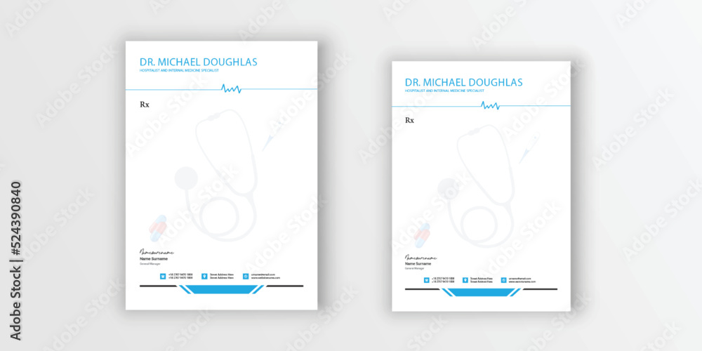 Medical Doctors Prescription Letterhead Design Pad Stock Vector | Adobe ...