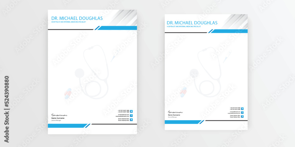 Medical Doctors Prescription Letterhead Design Pad Stock Vector | Adobe ...