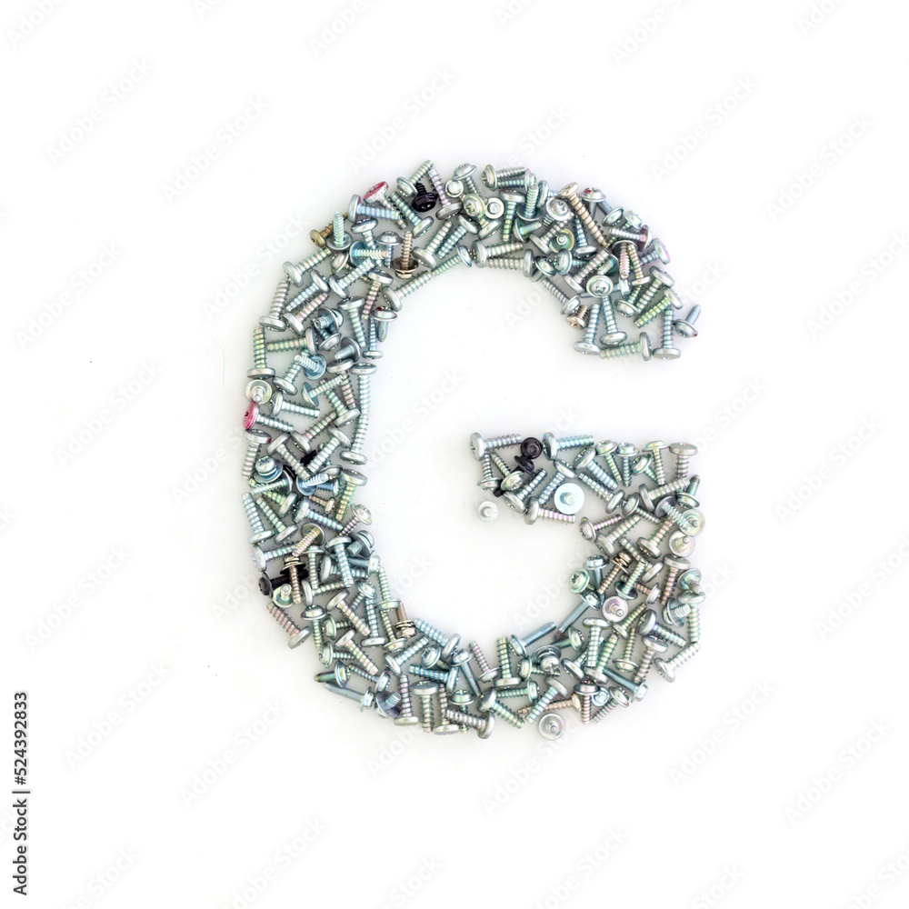 Capital letter G made from screws and bolts. Alphabet made from used ...