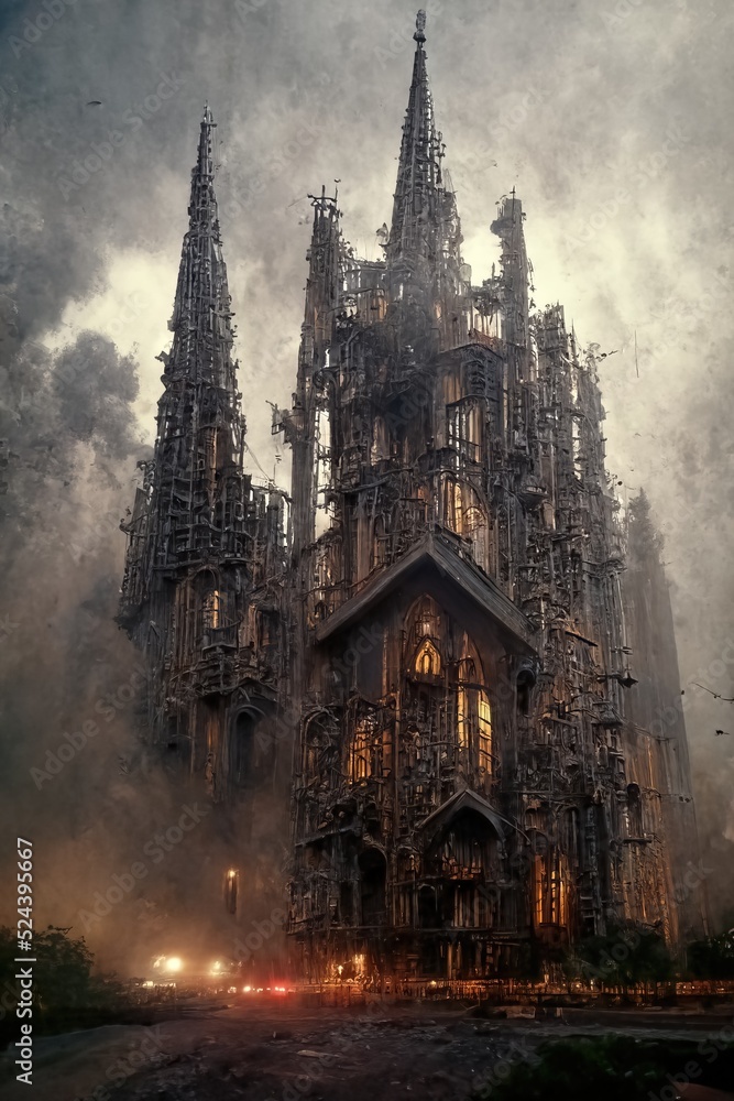 Gothic style architecture, digital art , 3d illustration Stock ...