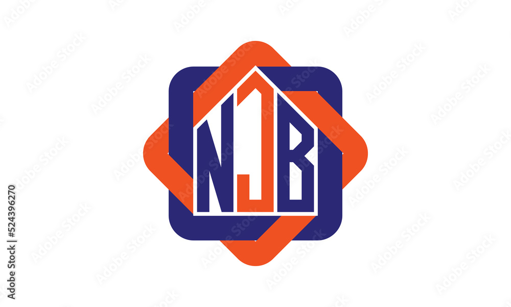 NJB three letter real estate logo with home icon logo design vector ...