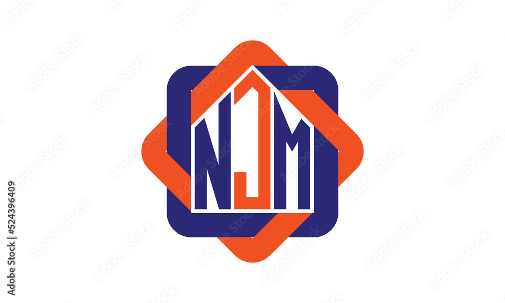 NJM three letter real estate logo with home icon logo design vector ...