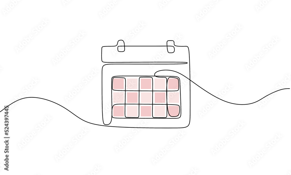 calendar continuous line drawing. One line art of calendar, memorable ...