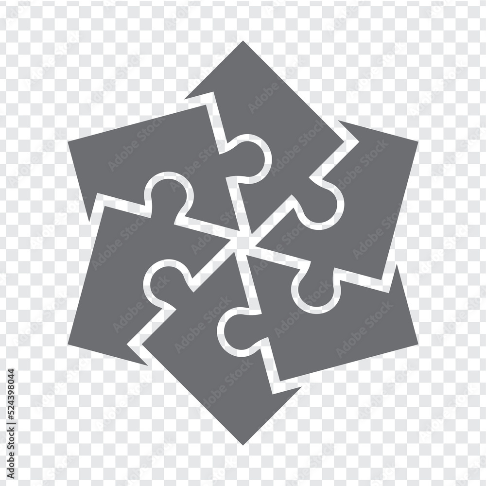 Simple icon star puzzle in gray. Simple icon polygon puzzle of the six ...