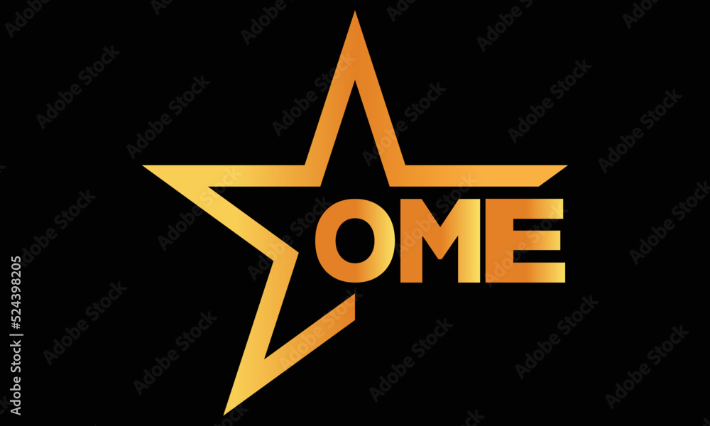 OME golden luxury star icon three letter logo design vector template ...
