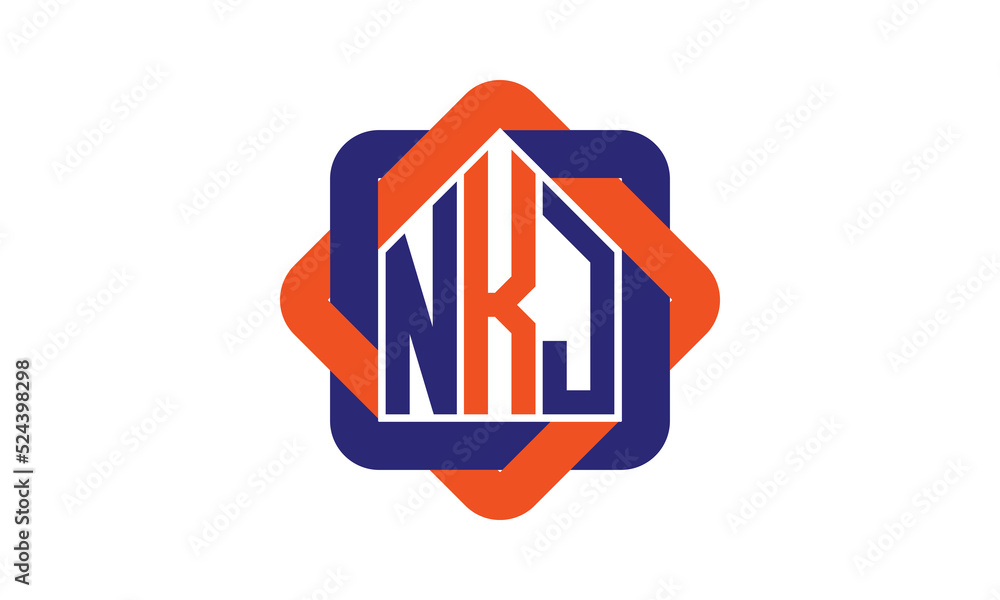 NKJ three letter real estate logo with home icon logo design vector ...