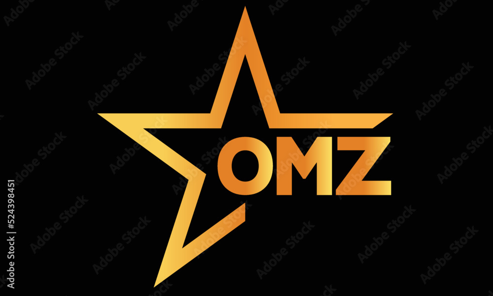 Vecteur Stock OMZ golden luxury star icon three letter logo design ...