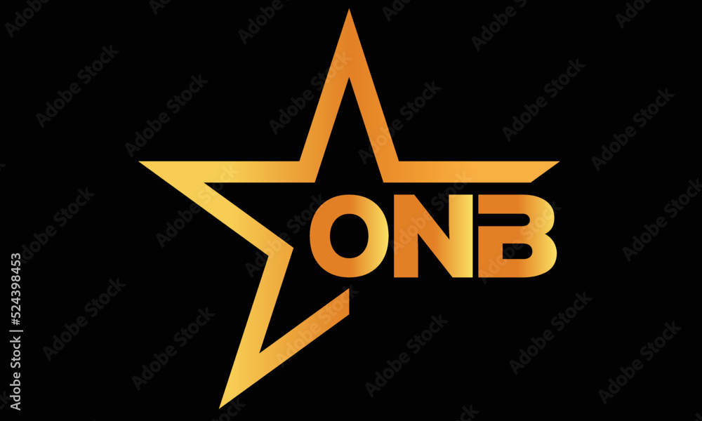 ONB golden luxury star icon three letter logo design vector template ...