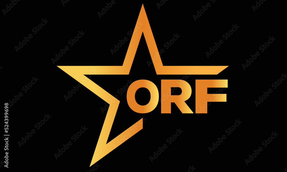 ORF golden luxury star icon three letter logo design vector template ...