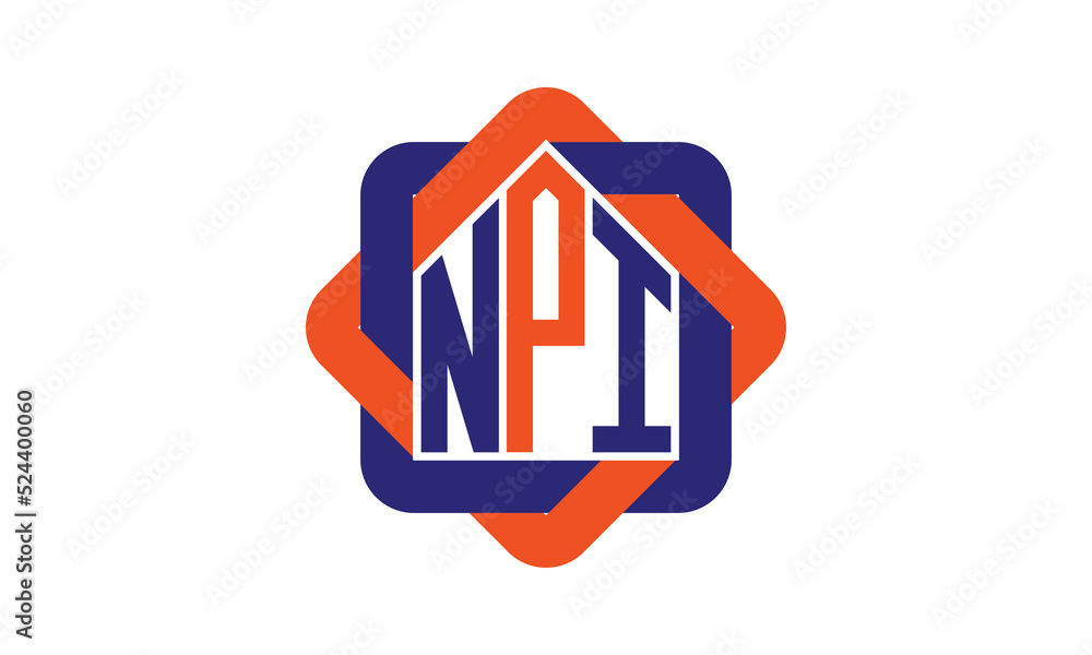 NPI three letter real estate logo with home icon logo design vector ...