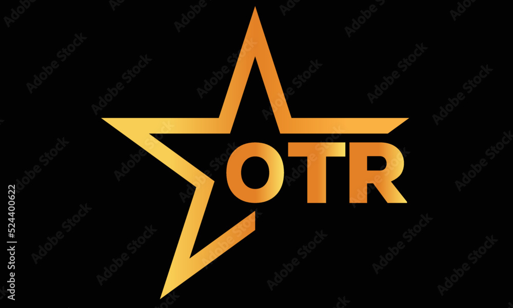 OTR golden luxury star icon three letter logo design vector template ...