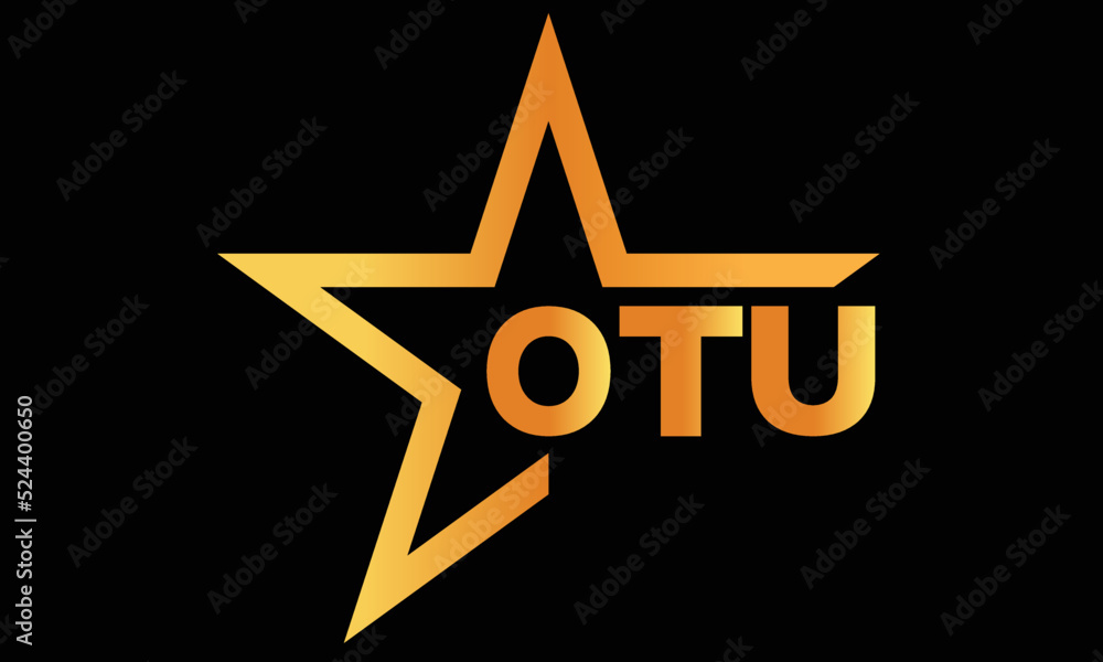 OTU golden luxury star icon three letter logo design vector template ...