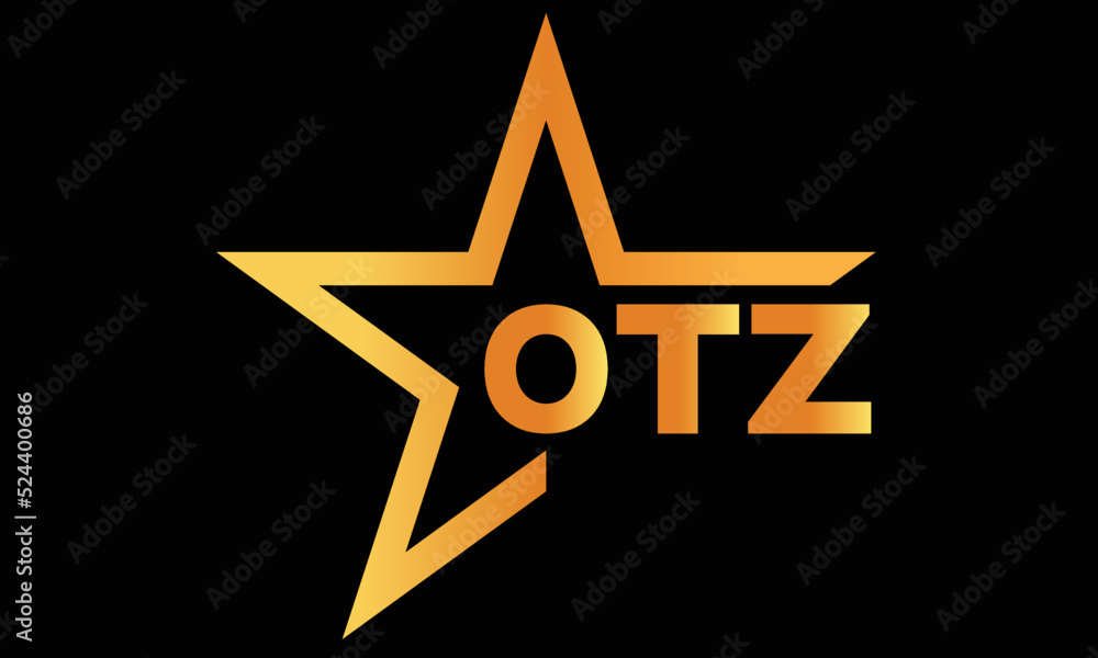 OTZ golden luxury star icon three letter logo design vector template ...