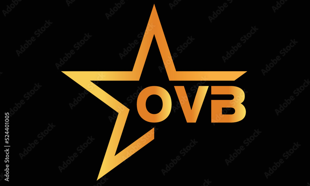 OVB golden luxury star icon three letter logo design vector template ...