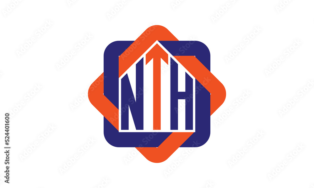 NTH three letter real estate logo with home icon logo design vector ...