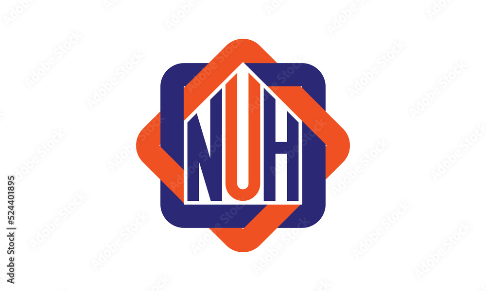 NUH three letter real estate logo with home icon logo design vector ...