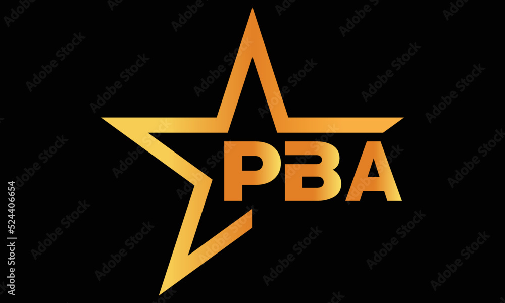 PBA golden luxury star icon three letter logo design vector template ...