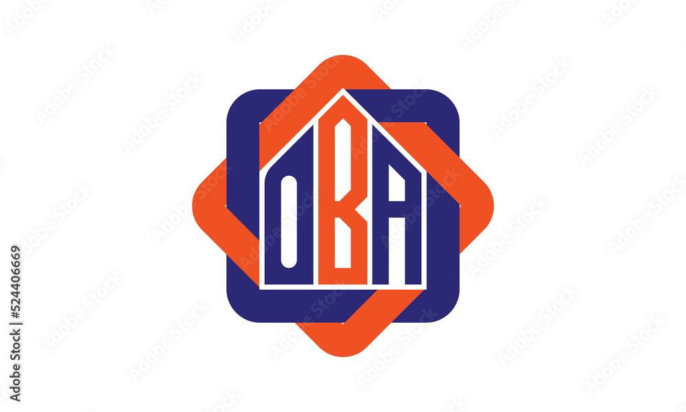 OBA three letter real estate logo with home icon logo design vector ...
