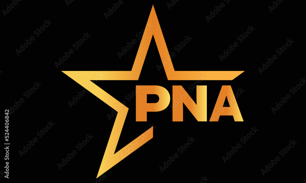 PNA golden luxury star icon three letter logo design vector template ...