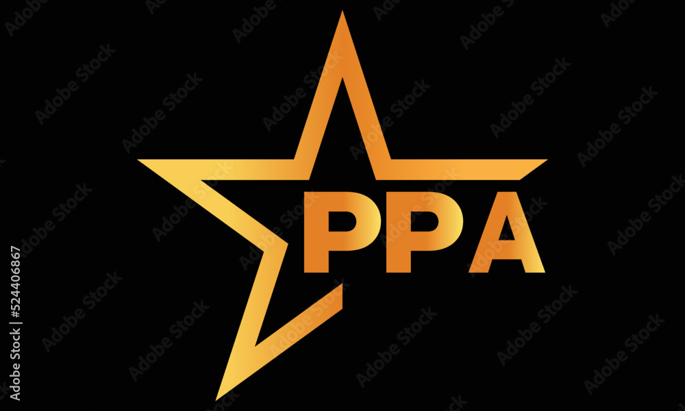 PPA golden luxury star icon three letter logo design vector template ...