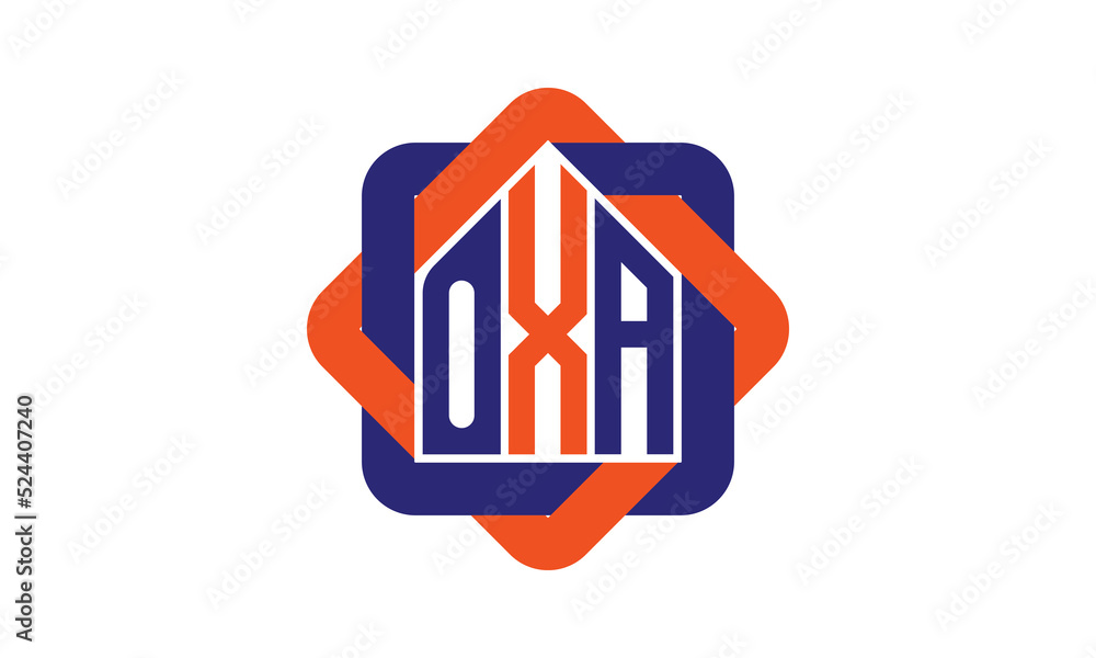 OXA three letter real estate logo with home icon logo design vector ...