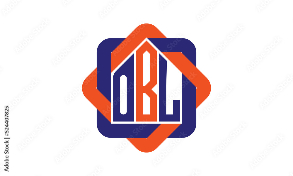 OBL three letter real estate logo with home icon logo design vector ...