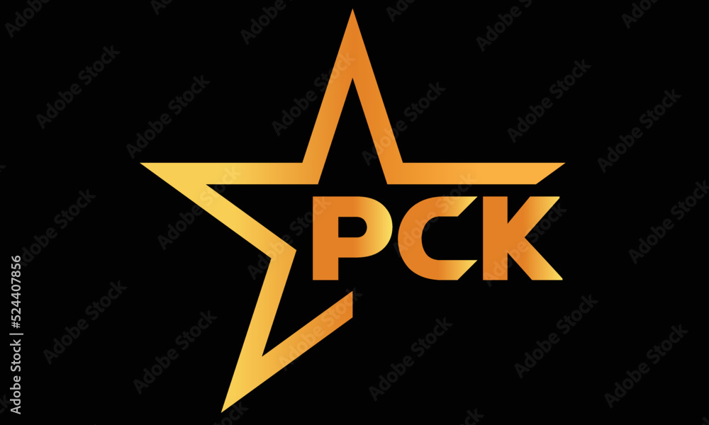 PCK golden luxury star icon three letter logo design vector template ...