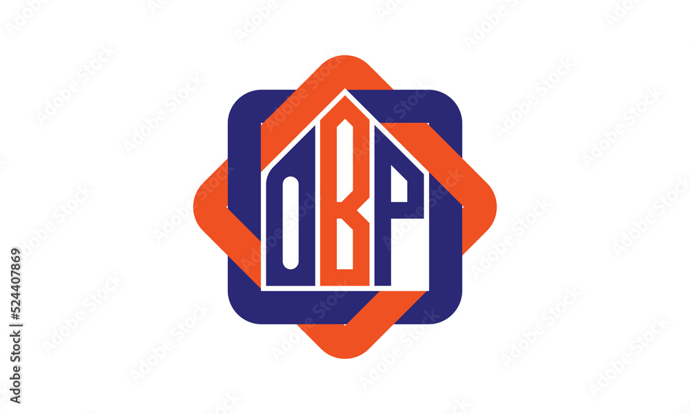 OBP three letter real estate logo with home icon logo design vector ...