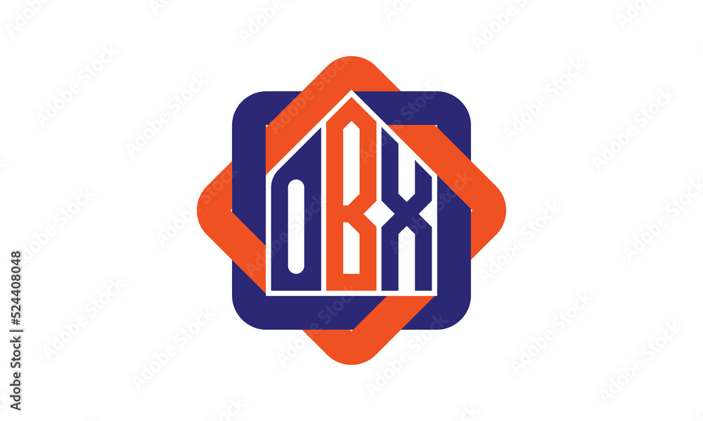 OBX three letter real estate logo with home icon logo design vector ...