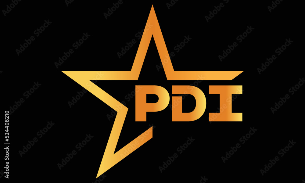 PDI golden luxury star icon three letter logo design vector template ...