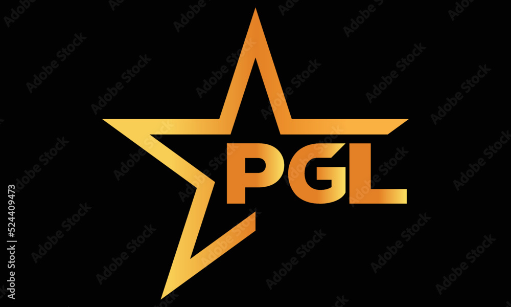 PGL golden luxury star icon three letter logo design vector template ...
