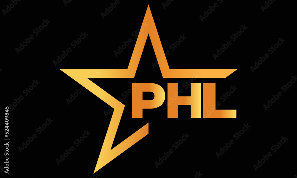 Vetor do Stock: PHL golden luxury star icon three letter logo design ...