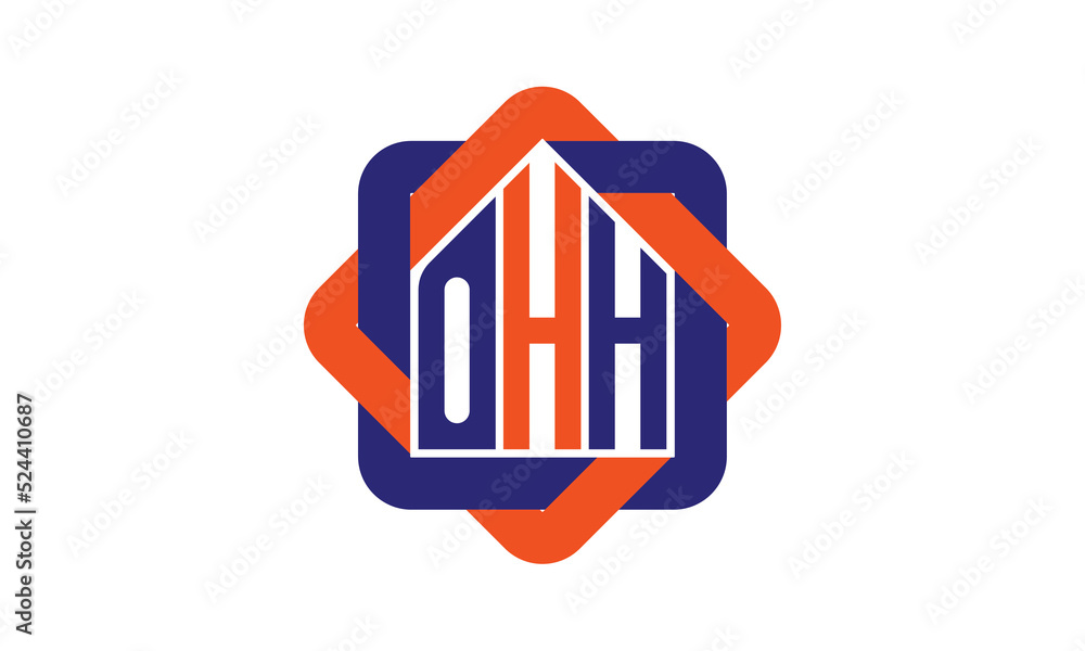 OHH three letter real estate logo with home icon logo design vector ...