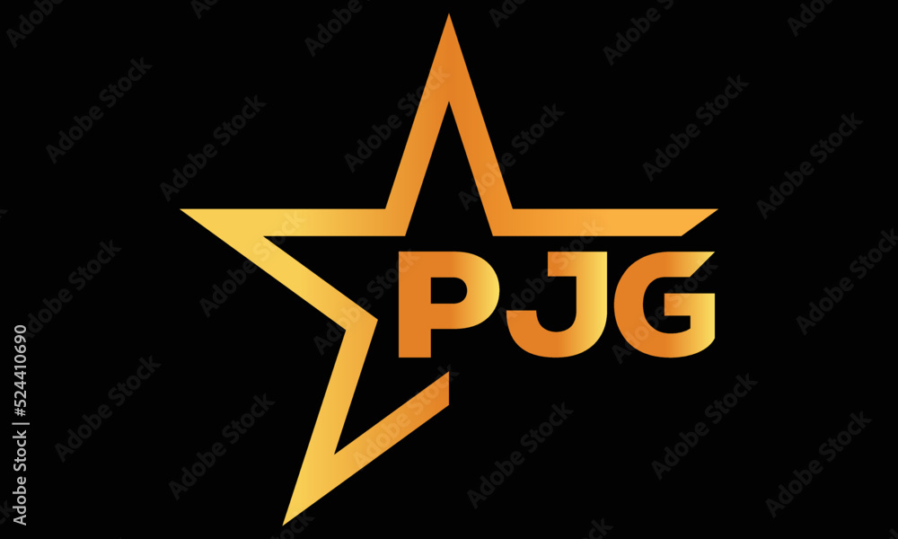 PJG golden luxury star icon three letter logo design vector template ...