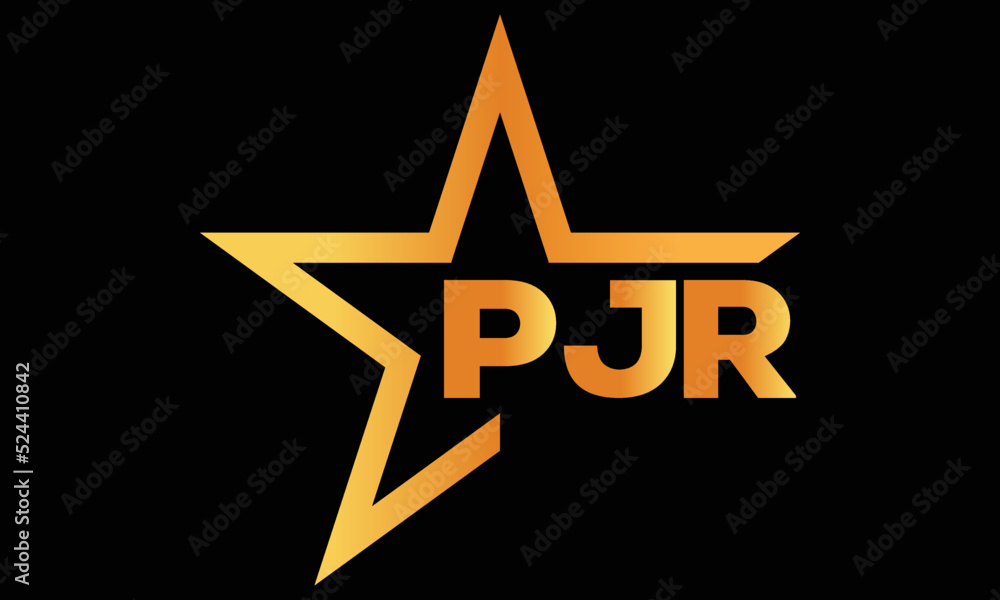 PJR golden luxury star icon three letter logo design vector template ...