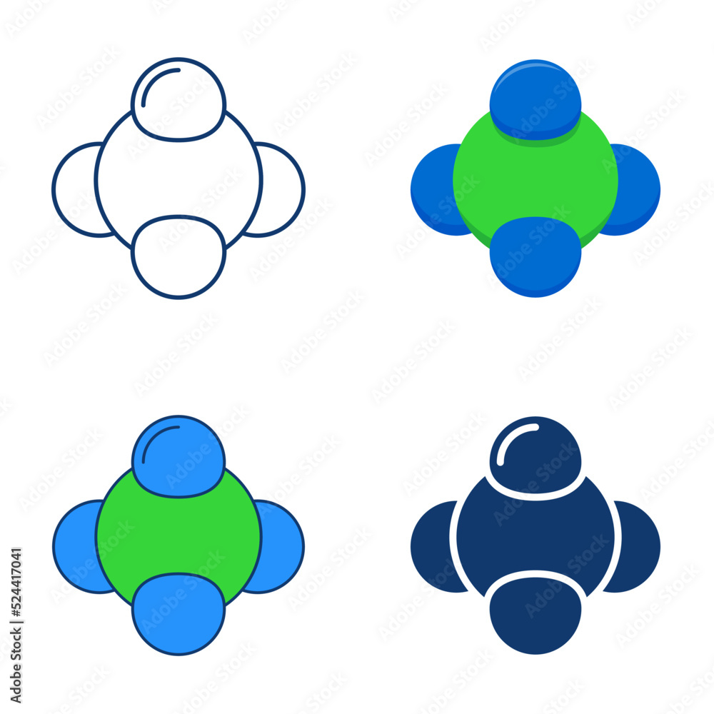 Chemical model of molecule icon set Stock Vector | Adobe Stock