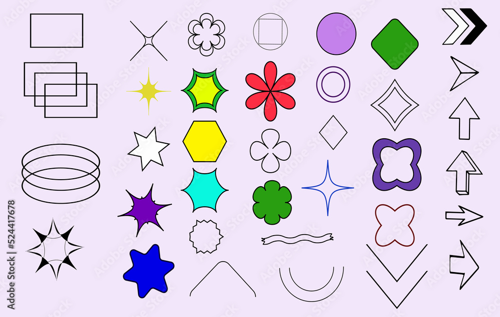 Abstract geometric shapes, forms of brutalism, geometric elements of ...