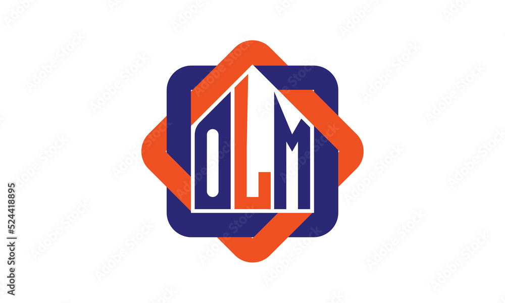 OLM three letter real estate logo with home icon logo design vector ...
